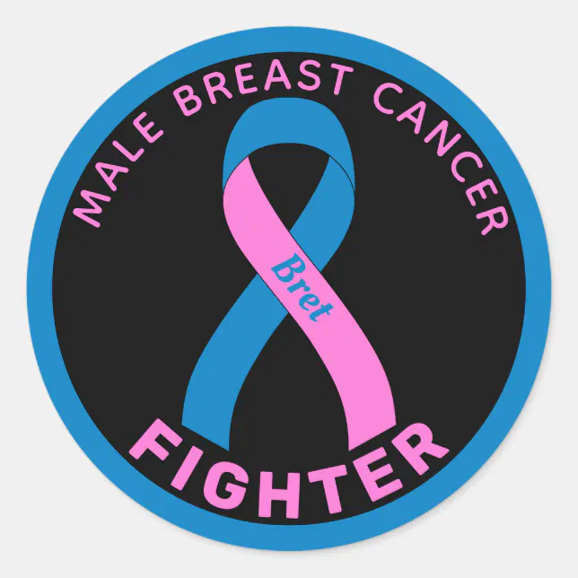 Male Breast Cancer Fighter Ribbon Black Classic Round Sticker | Zazzle