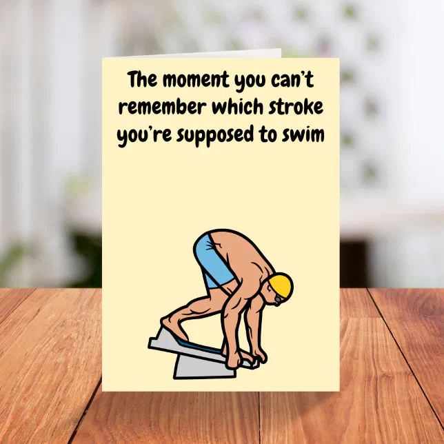 Male competitive swimmer for him funny birthday card | Zazzle
