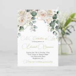 Male Funeral Memorial Photo Elegant Floral Invitation | Zazzle