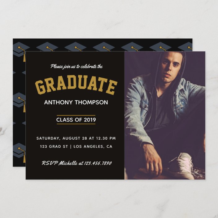 Male Graduation celebration party add photo Invitation | Zazzle.com