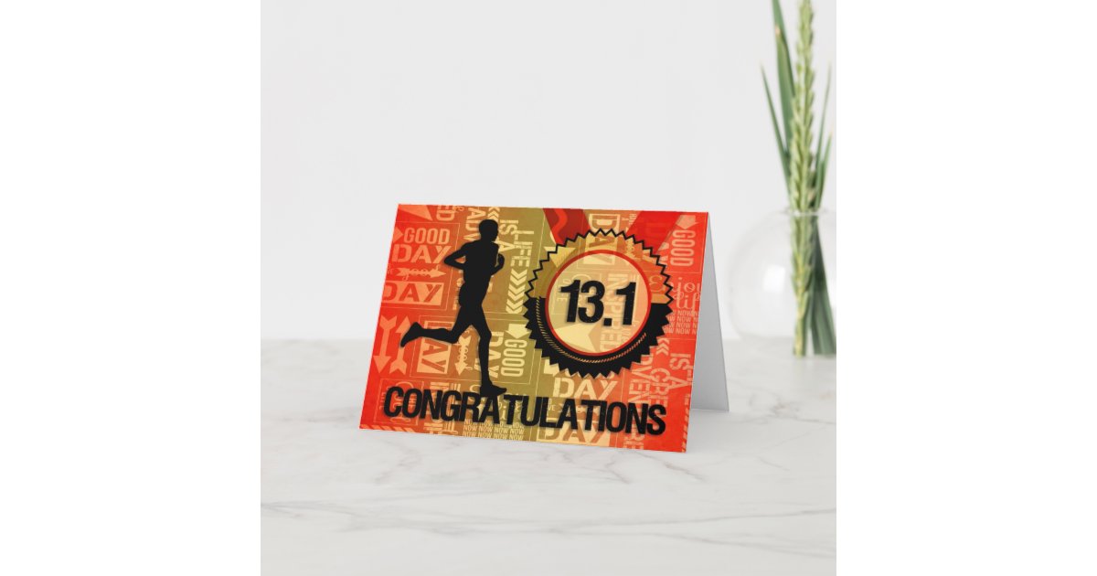 Male Half Marathon Runner Event Congratulations Card | Zazzle