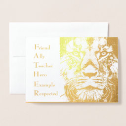 Male Lion Wildlife Art Father Acronym Fathers Day Foil Card | Zazzle