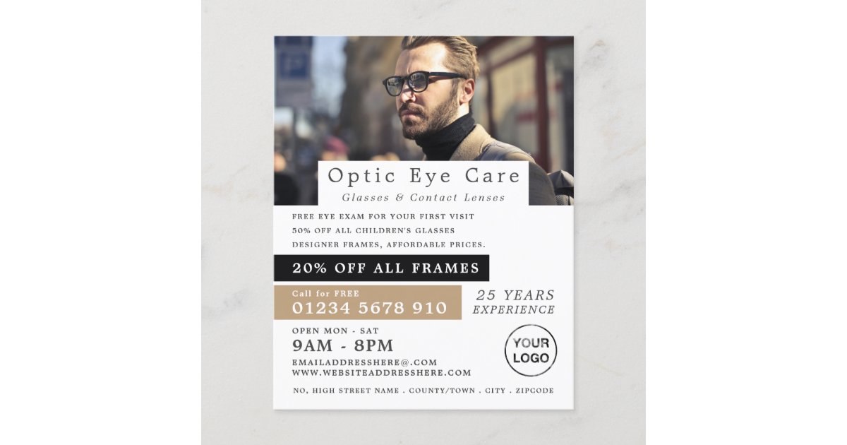 Male Model, Optician, Technical Practitioner Flyer | Zazzle