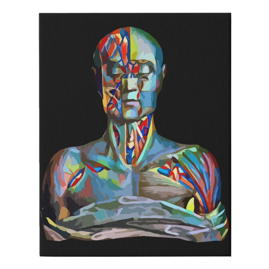 male muscle body parts human anatomy abstract art faux canvas print ...