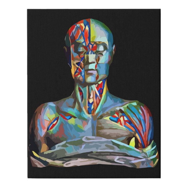 male muscle body parts human anatomy abstract art faux canvas print ...