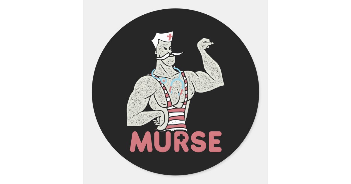 Male Nurse Murse Classic Round Sticker | Zazzle