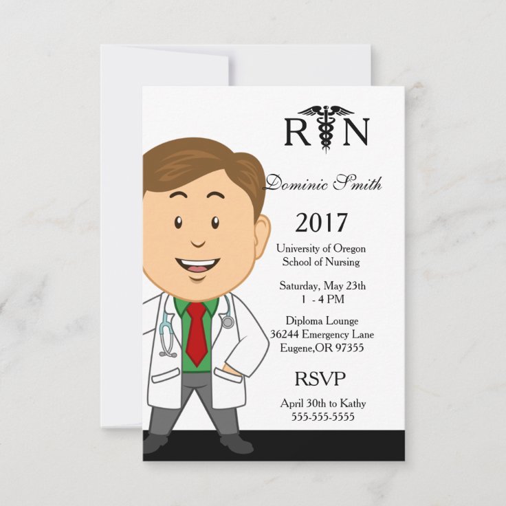Male Nursing School Graduation Invitation | Zazzle