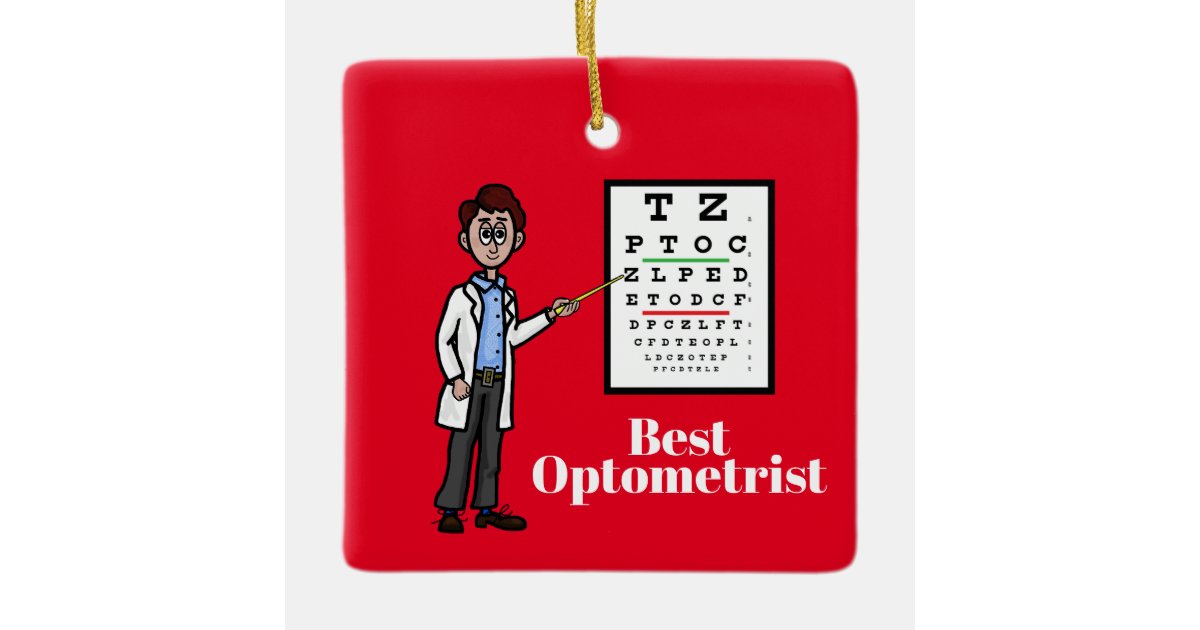 Male Optometrist with Eye Chart Ornament | Zazzle
