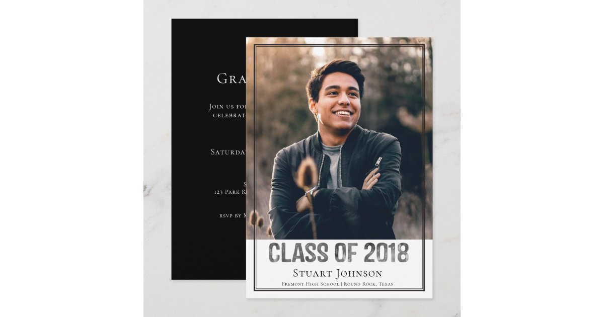 Male Photo Graduation Announcement Invitation | Zazzle