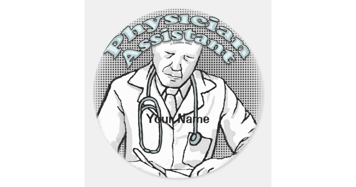 male Physician Assistant Classic Round Sticker | Zazzle