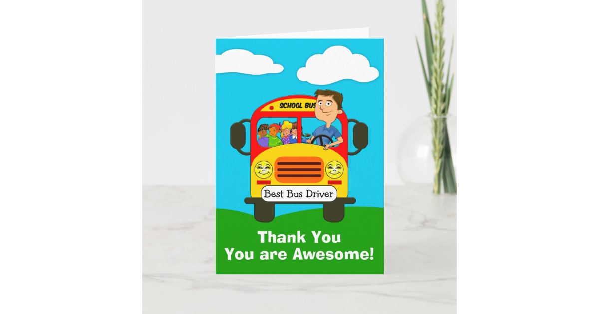 Male School Bus Driver Thank You Cards | Zazzle.com