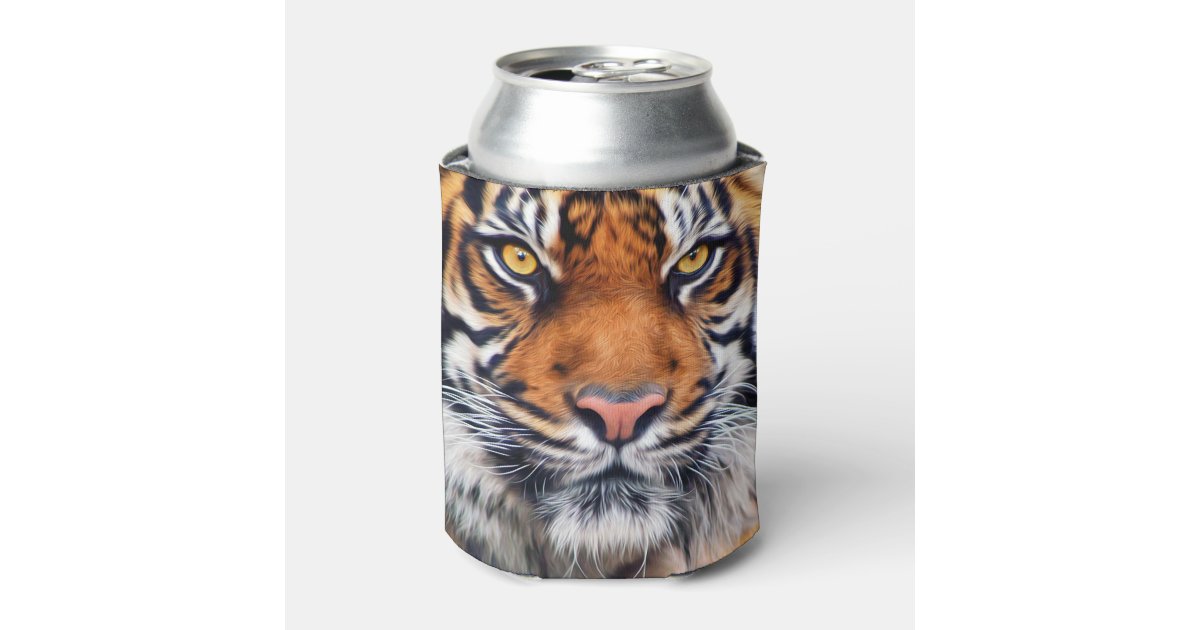 Male Siberian Tiger Paint Photograph Can Cooler | Zazzle
