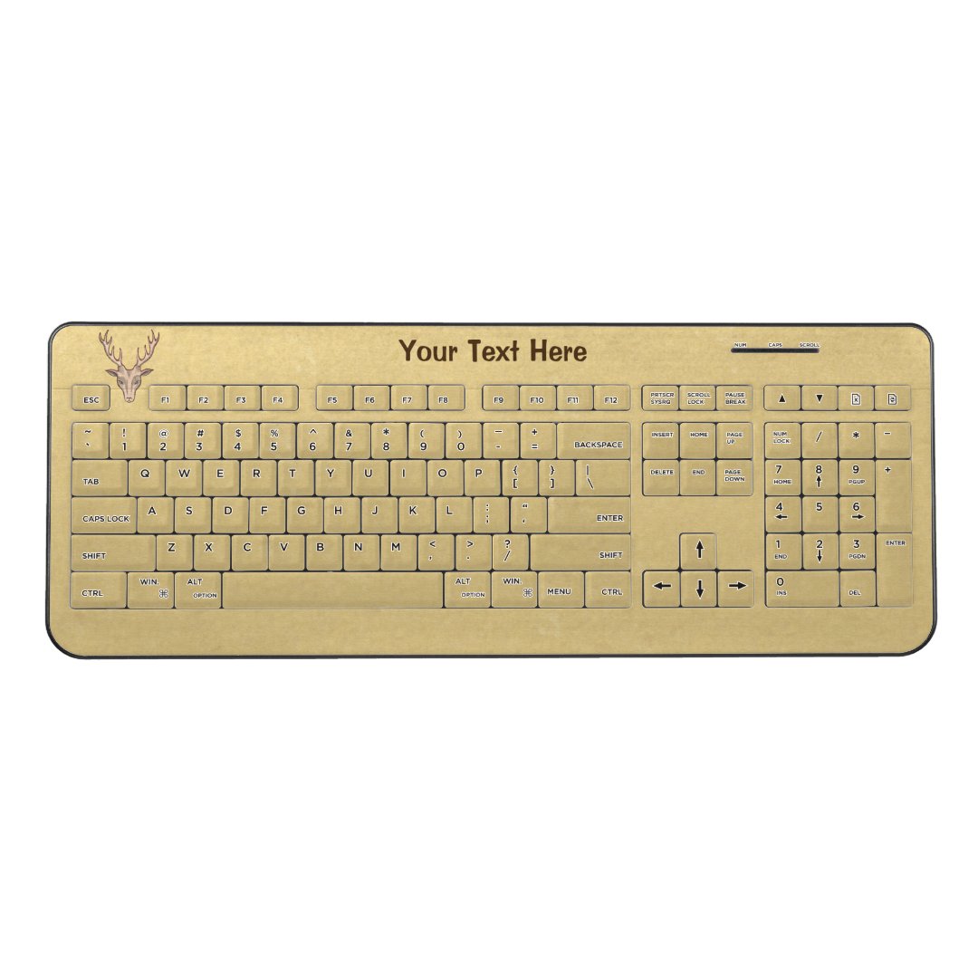 Male Trophy Deer Head Large Antlers light Brown Wireless Keyboard | Zazzle