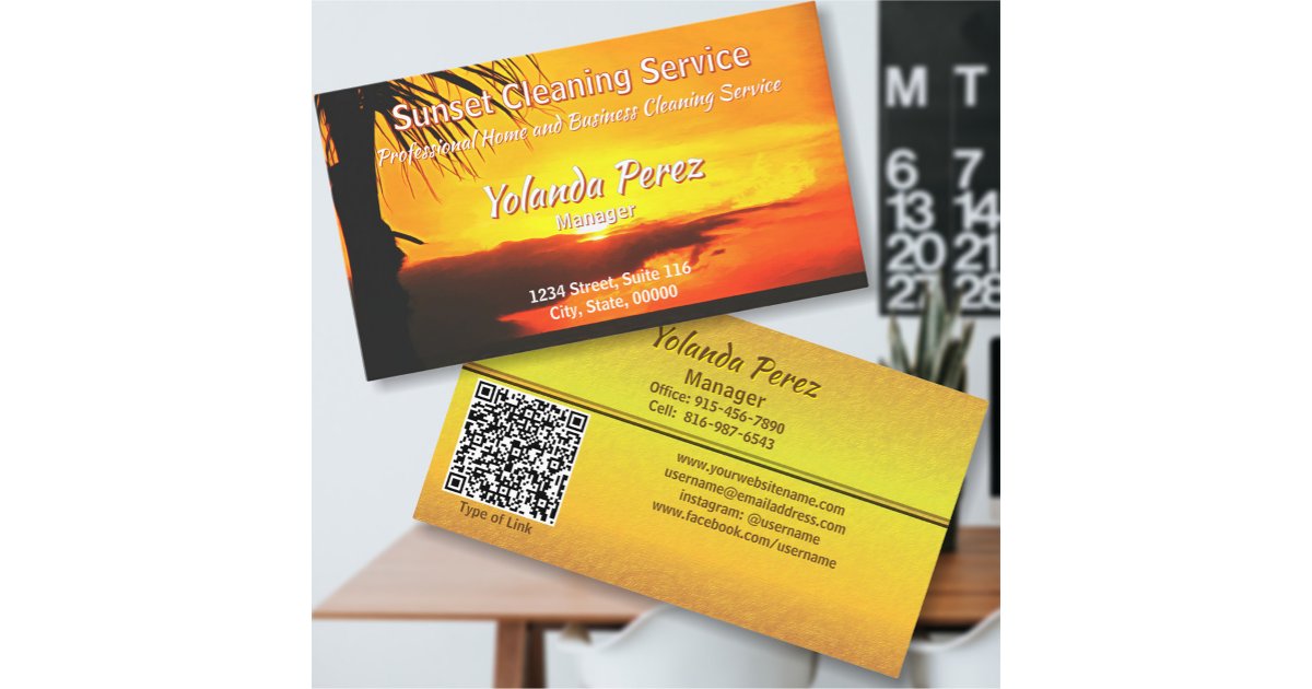 Malecon Sunset 2441 QR Code Business Card | Zazzle