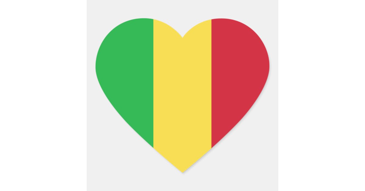 Mali Flag Heart Sticker | Zazzle