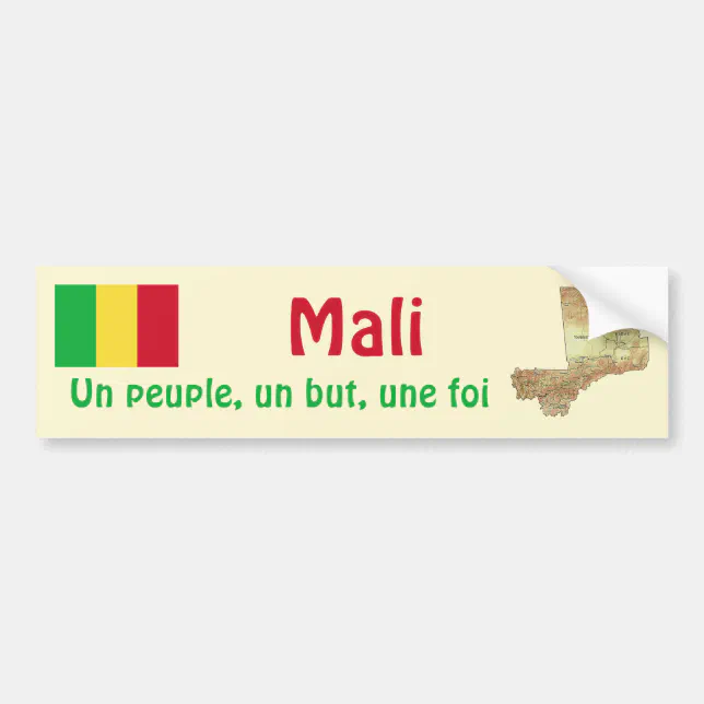 Mali Flag + Map Bumper Sticker | Zazzle