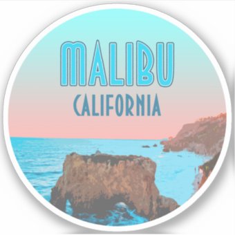 Malibu California Matador Beach Vintage Sticker | Zazzle