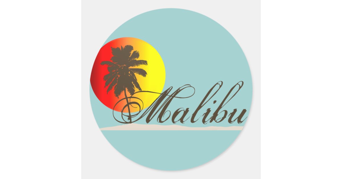 Malibu California Souvenir Classic Round Sticker | Zazzle