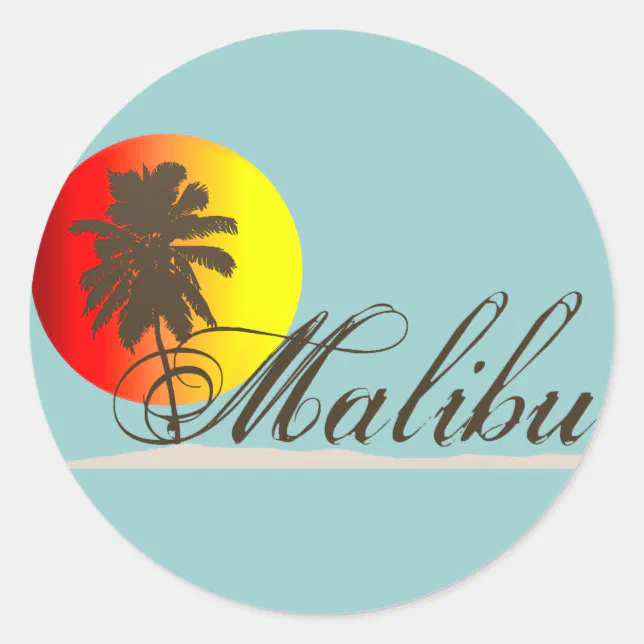 Malibu California Souvenir Classic Round Sticker | Zazzle