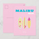 Malibu, Malibu Beach, Preppy, Preppy Girl, Pink Holiday Postcard | Zazzle