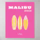 Malibu, Malibu Beach, Travel Art, Preppy, Pink Poster | Zazzle