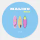 Malibu, Malibu Beach, Tropical, Preppy, Blue Classic Round Sticker | Zazzle