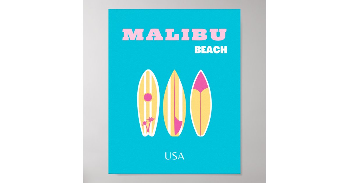 Malibu, Malibu Beach, Tropical, Preppy, Preppy Art Poster | Zazzle