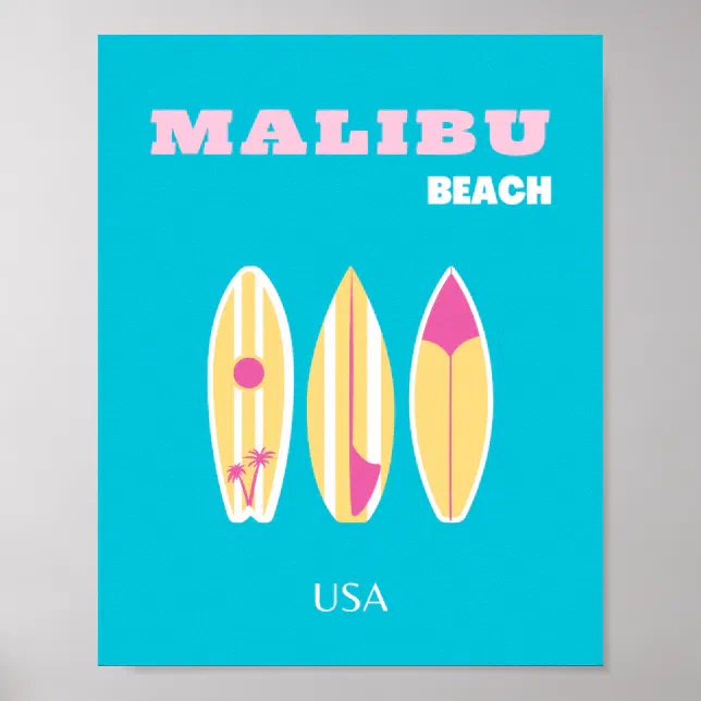 Malibu, Malibu Beach, Tropical, Preppy, Preppy Art Poster | Zazzle