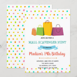 Mall Shopping Scavenger Hunt invitation | Zazzle