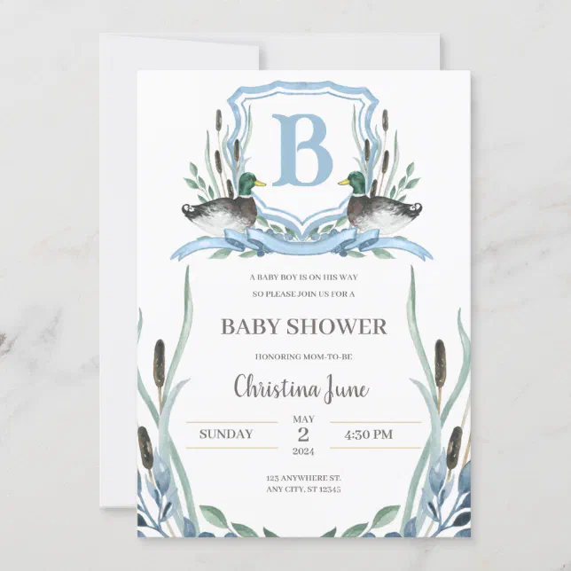 Mallard Duck Baby Shower Invitation | Zazzle