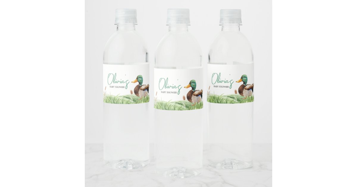 Mallard Duck Baby Shower Water Bottle Label | Zazzle