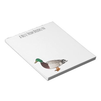Mallard duck cartoon illustration notepad | Zazzle