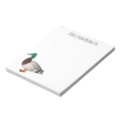 Mallard duck cartoon illustration notepad | Zazzle