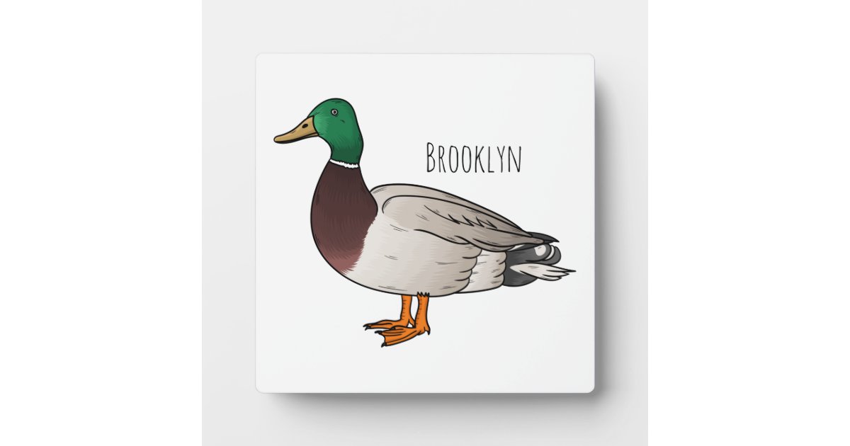 Mallard duck cartoon illustration plaque | Zazzle