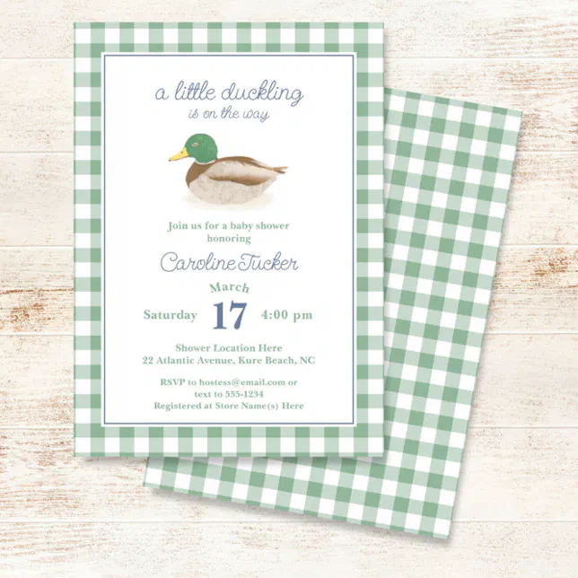 Mallard Duck Duckling Country Hunting Baby Shower Invitation | Zazzle