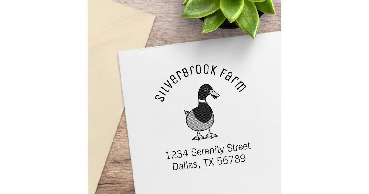 Mallard Duck Farm Arch Address Rubber Stamp | Zazzle