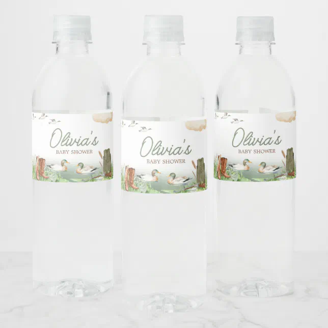 Mallard Duck Hunting Baby Shower Water Bottle Label | Zazzle
