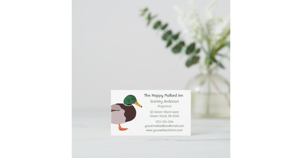 Mallard Duck Illustration Custom Business Card | Zazzle
