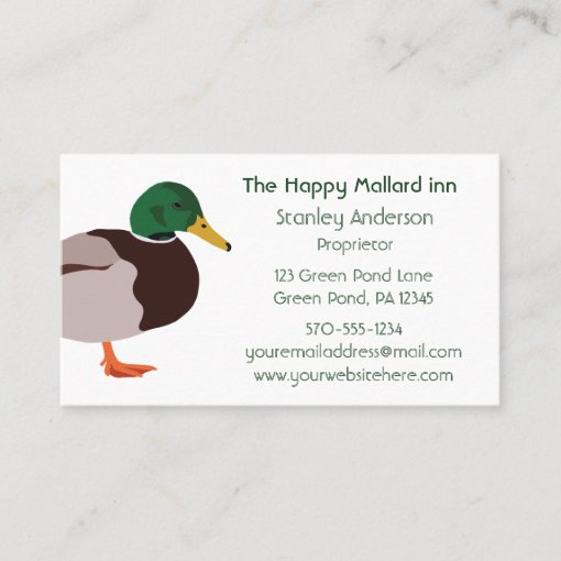 Mallard Duck Illustration Custom Business Card | Zazzle
