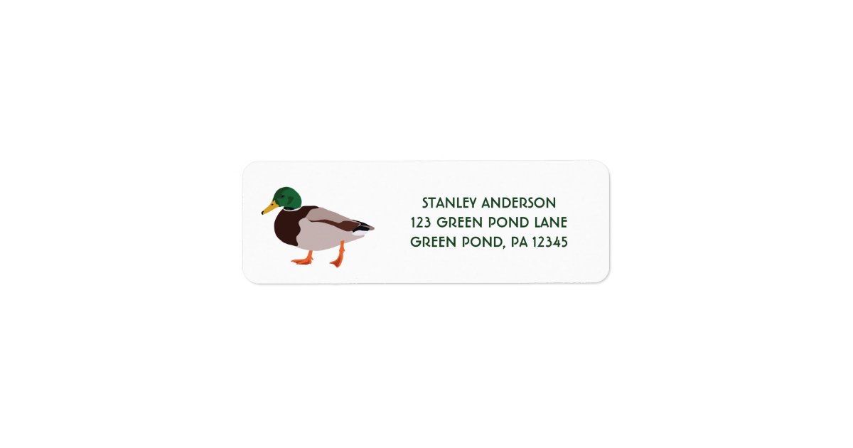 Mallard Duck Illustration Return Address Label | Zazzle