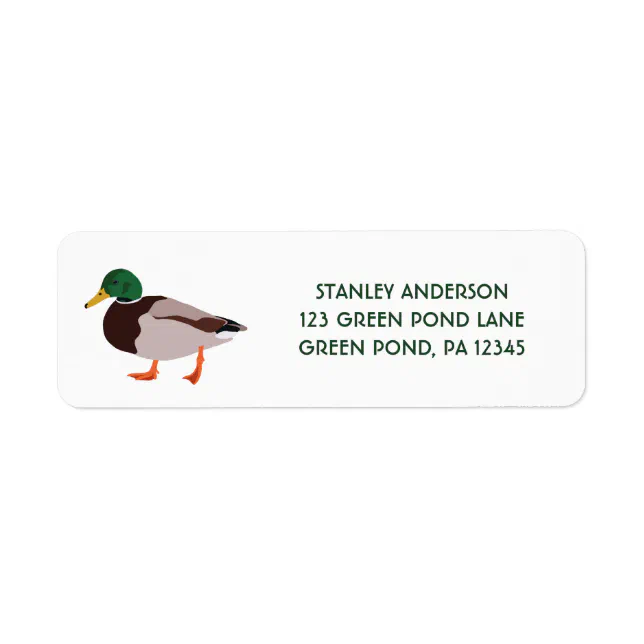 Mallard Duck Illustration Return Address Label | Zazzle