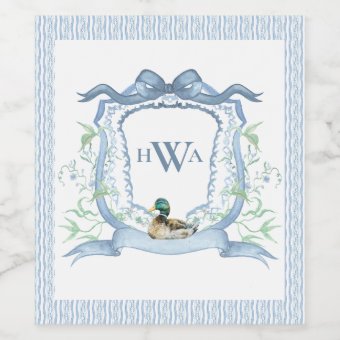 Mallard Duck Monogram Wine Label | Zazzle