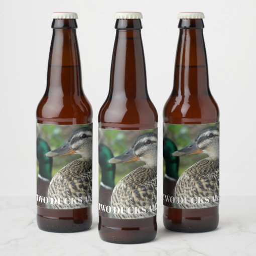 Mallard Duck Pair Photo Personalized Beer Bottle Label | Zazzle