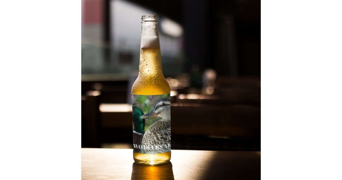Mallard Duck Pair Photo Personalized Beer Bottle Label | Zazzle