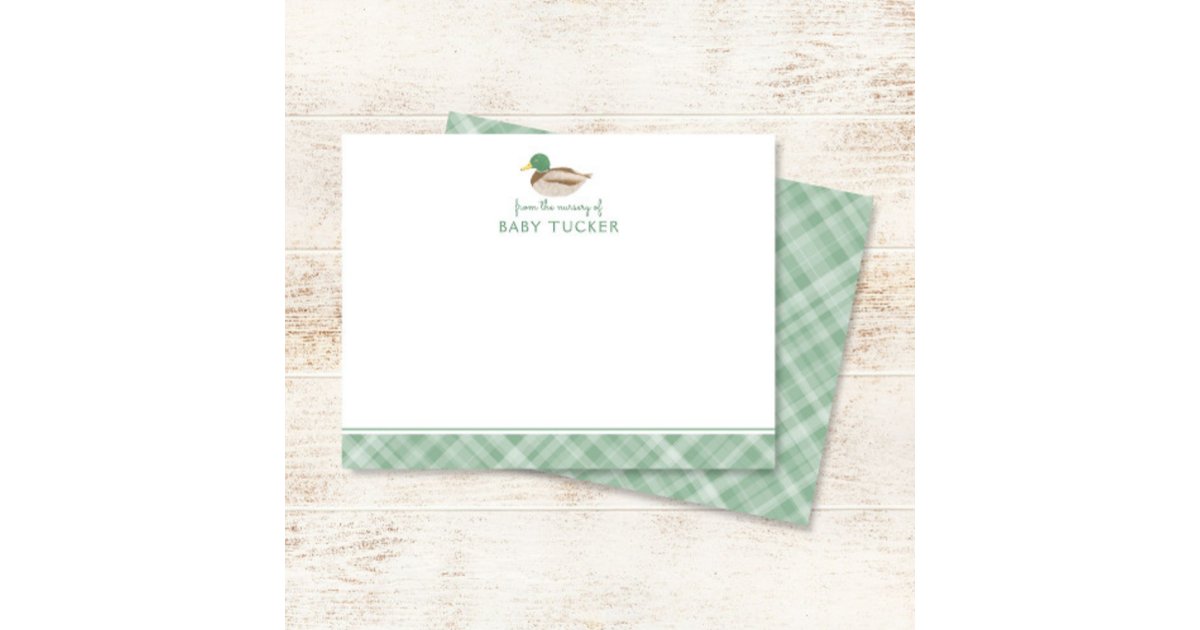 Mallard Duck Preppy Boy Baby Shower Thank You Note Card | Zazzle