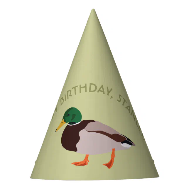 Mallard Duck Realistic Illustration Personalized Party Hat | Zazzle