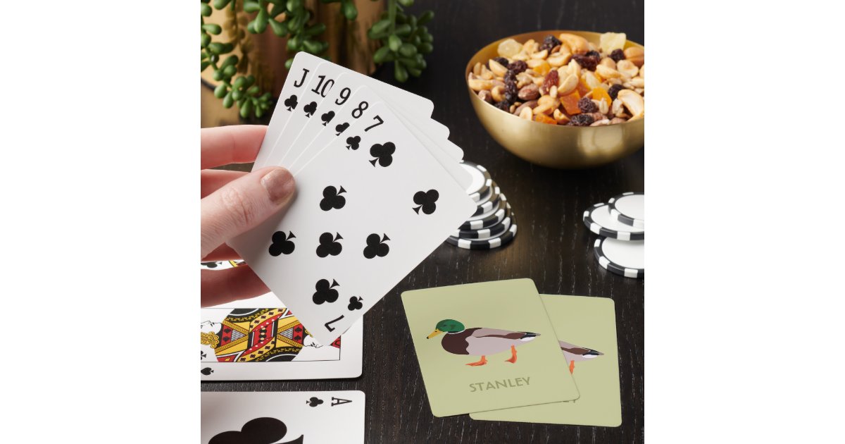 Mallard Duck Realistic Illustration Personalized Poker Cards | Zazzle