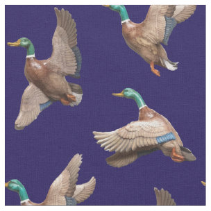 Mallard Ducks Lake House Country Fabric | Zazzle