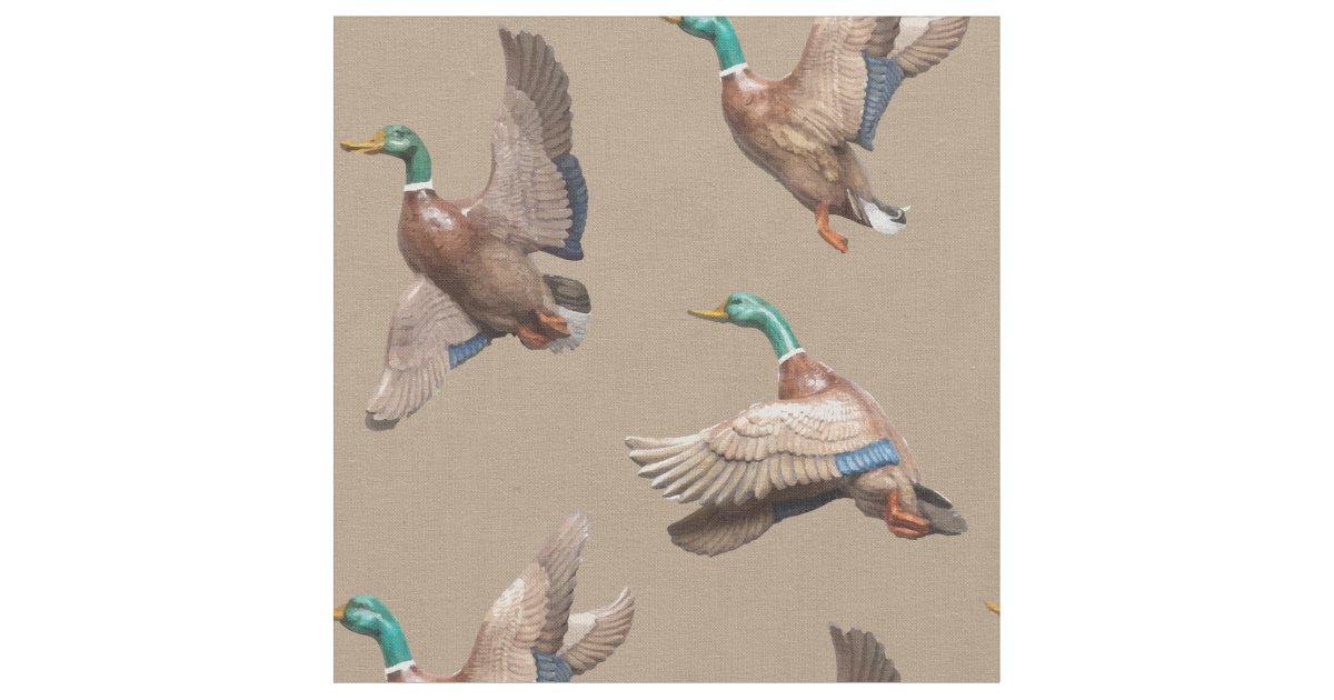 Mallard Ducks Lake House Country Fabric | Zazzle