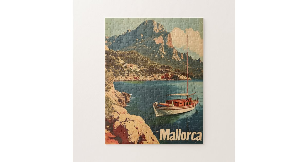 Mallorca Coastal Bliss Vintage Postcard Jigsaw Puzzle | Zazzle